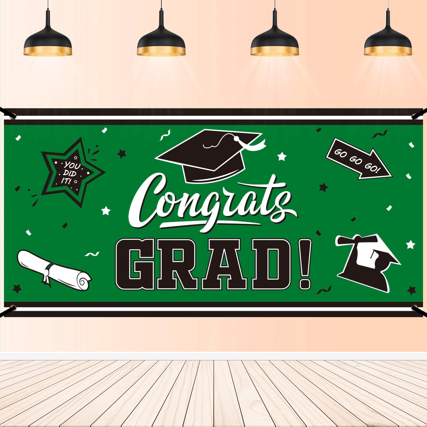 Amazon.com : Mocsicka Green Silver Class of 2024 Backdrop Graduation ...