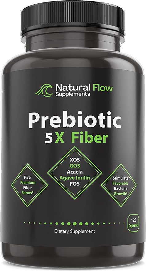 Amazon.com: Prebiotic Fiber Supplement 5-in-1 Capsules - Natural Flow ...