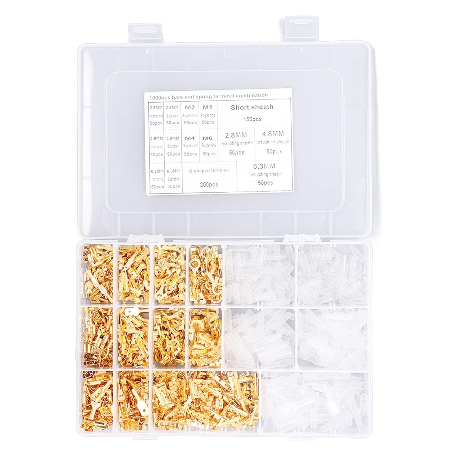1000 Pieces Brass Electrical Terminal Kit, Copper Rings Terminal Crimp ...