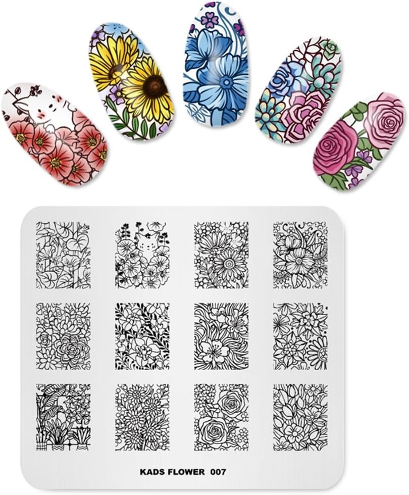 Amazon.com: Rolabling Stamping Plate for Nail Art Flower Nail Stamp ...