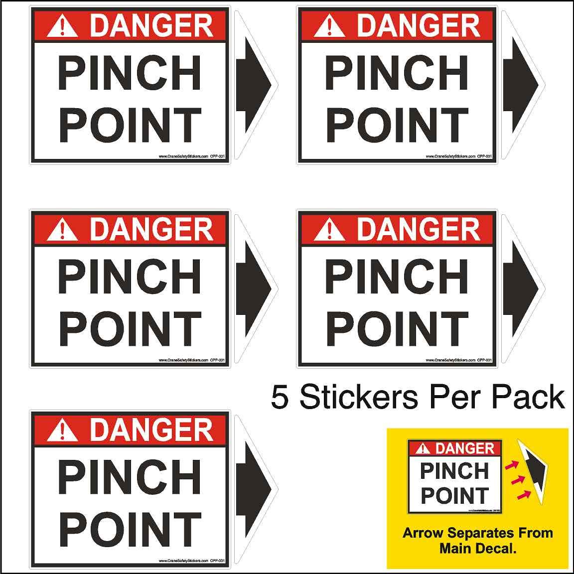 Amazon.com: Pinch Point Safety Sticker Printed with Detachable Arrow (5 ...
