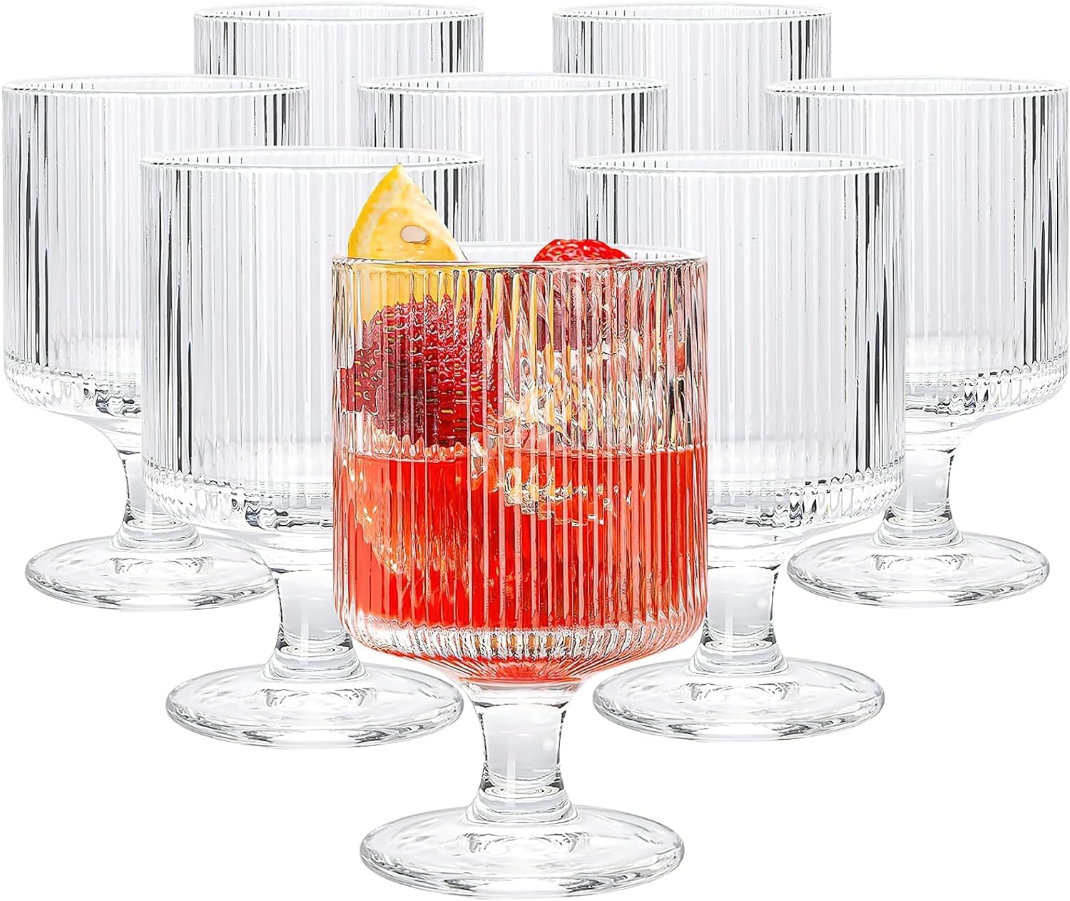 TESIN Set of 8 Hobnail Drinking Glasses, 8oz Vintage Water Goblets ...