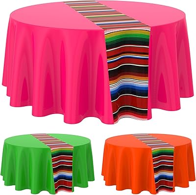 Amazon.com: Oudain 6 Pcs Round Plastic Tablecloth Disposable Tablecloth ...