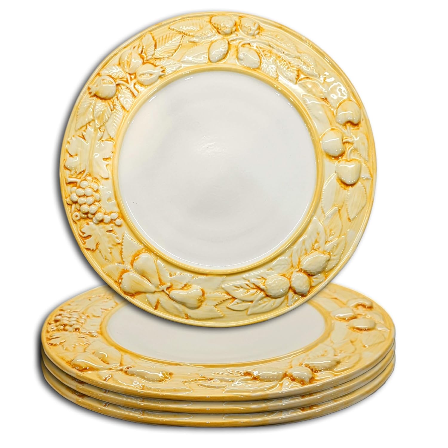 Amazon.com: 4 x Ceramic Charger Plates Yellow - Italian Dinnerware ...