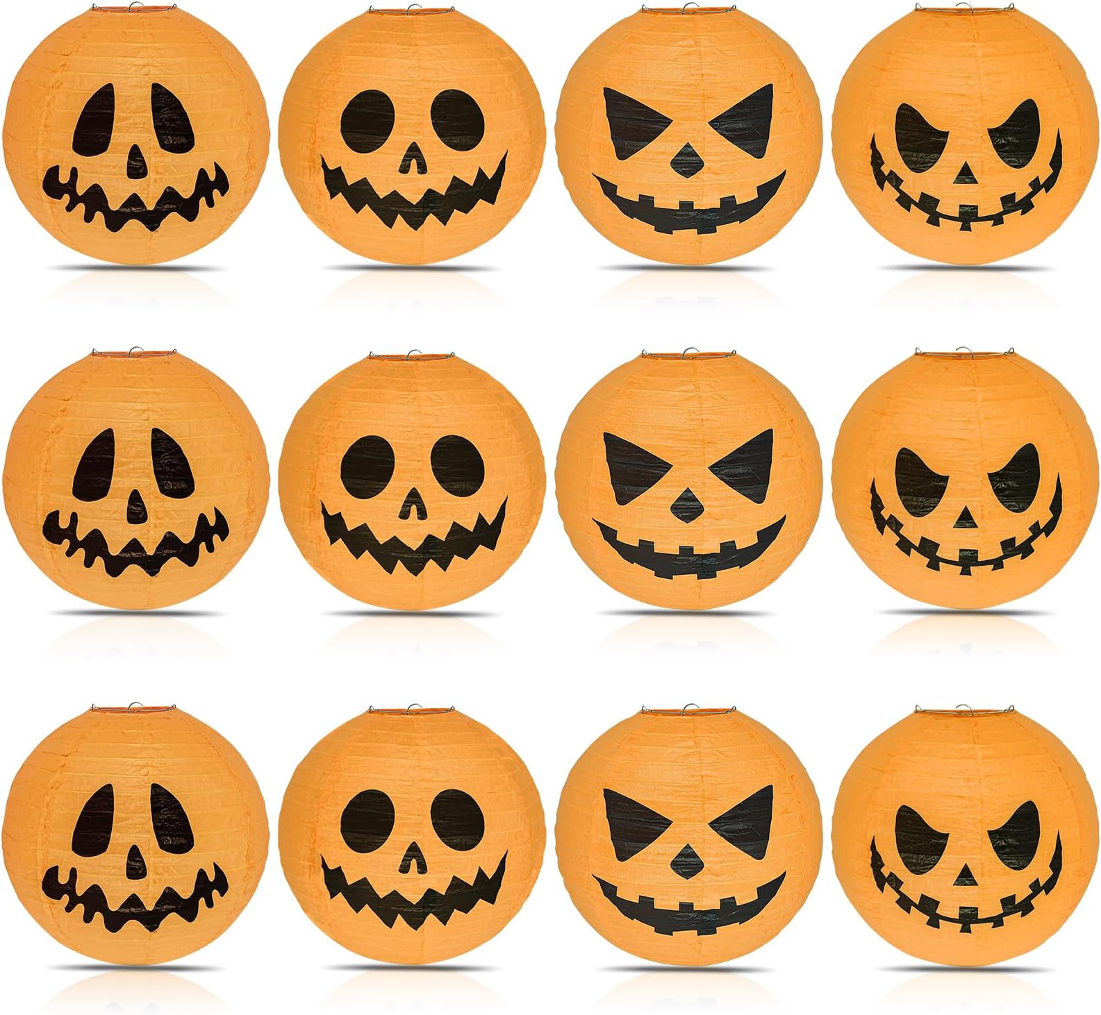 12 Inches 12 Pack Halloween Jack-O-Lantern Paper Lanterns , Halloween ...