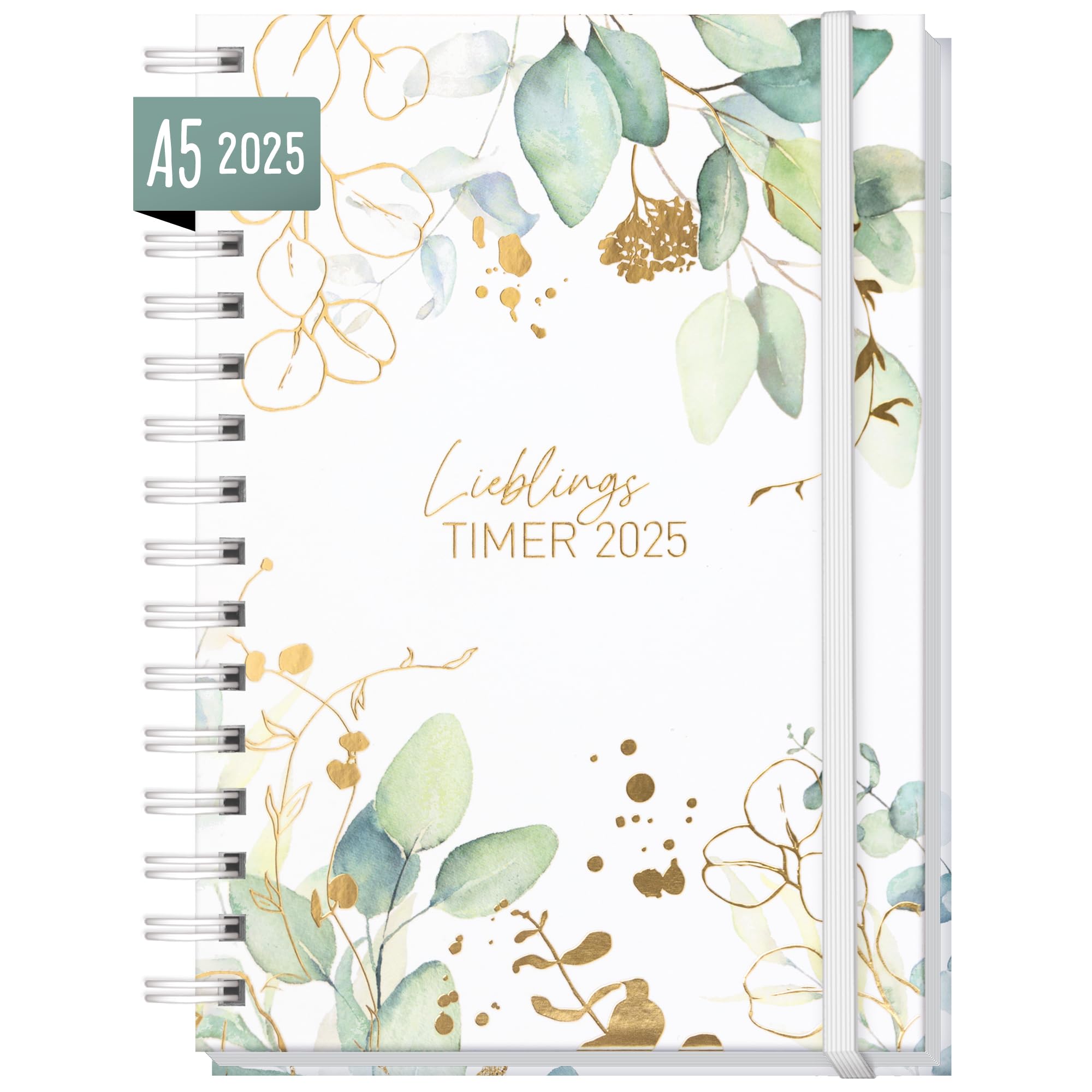 Häfft® Lieblings-Timer Kalender 2025 A5 "Blattgold" Hardcover ...