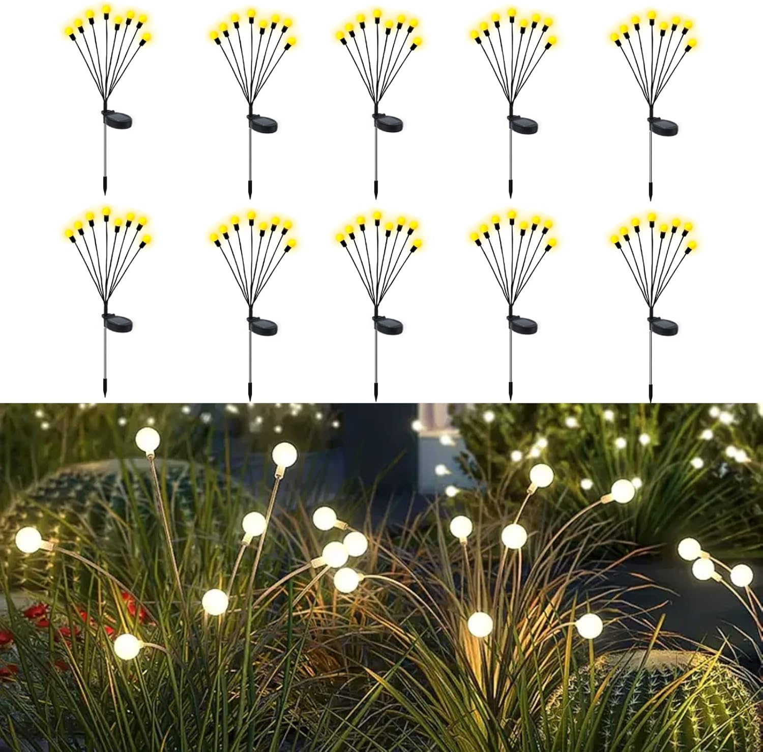 Amazon.com : Foclatuner Firefly Garden Lights Solar Outdoor - 80 LED ...