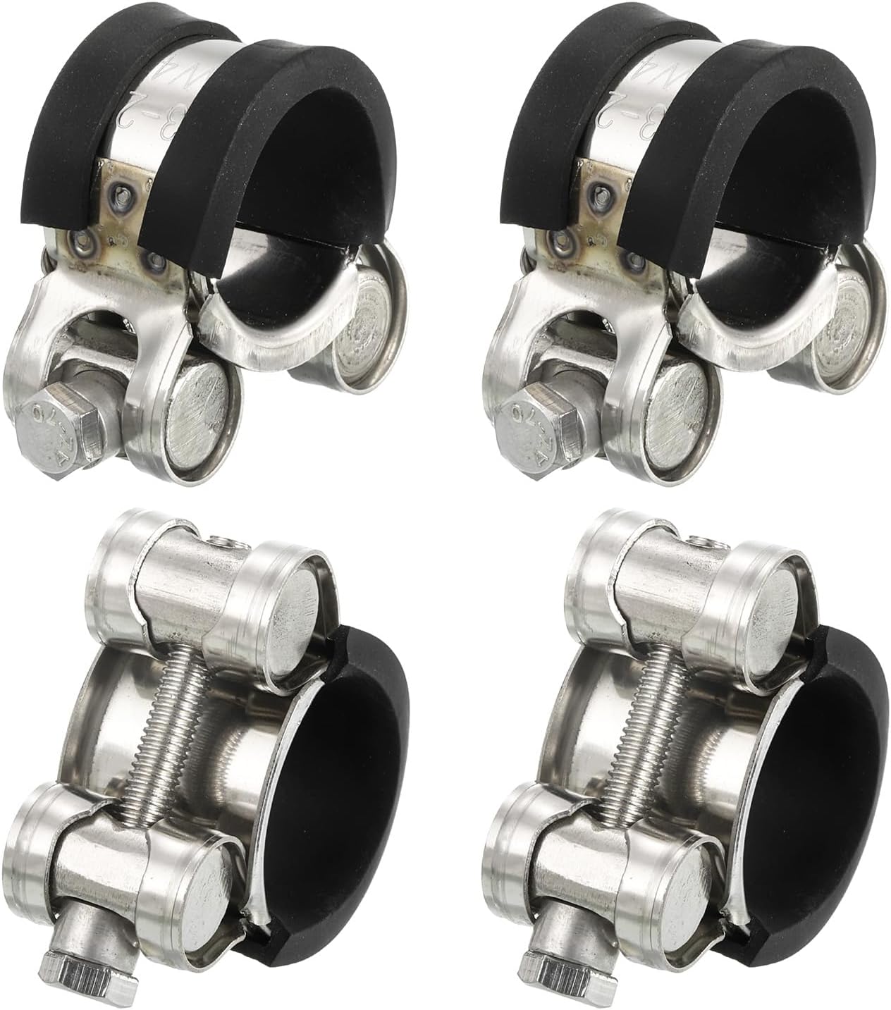 uxcell 4Pcs T-Bolt Hose Clamp Working Range 23-25mm Rubber Cushioned ...