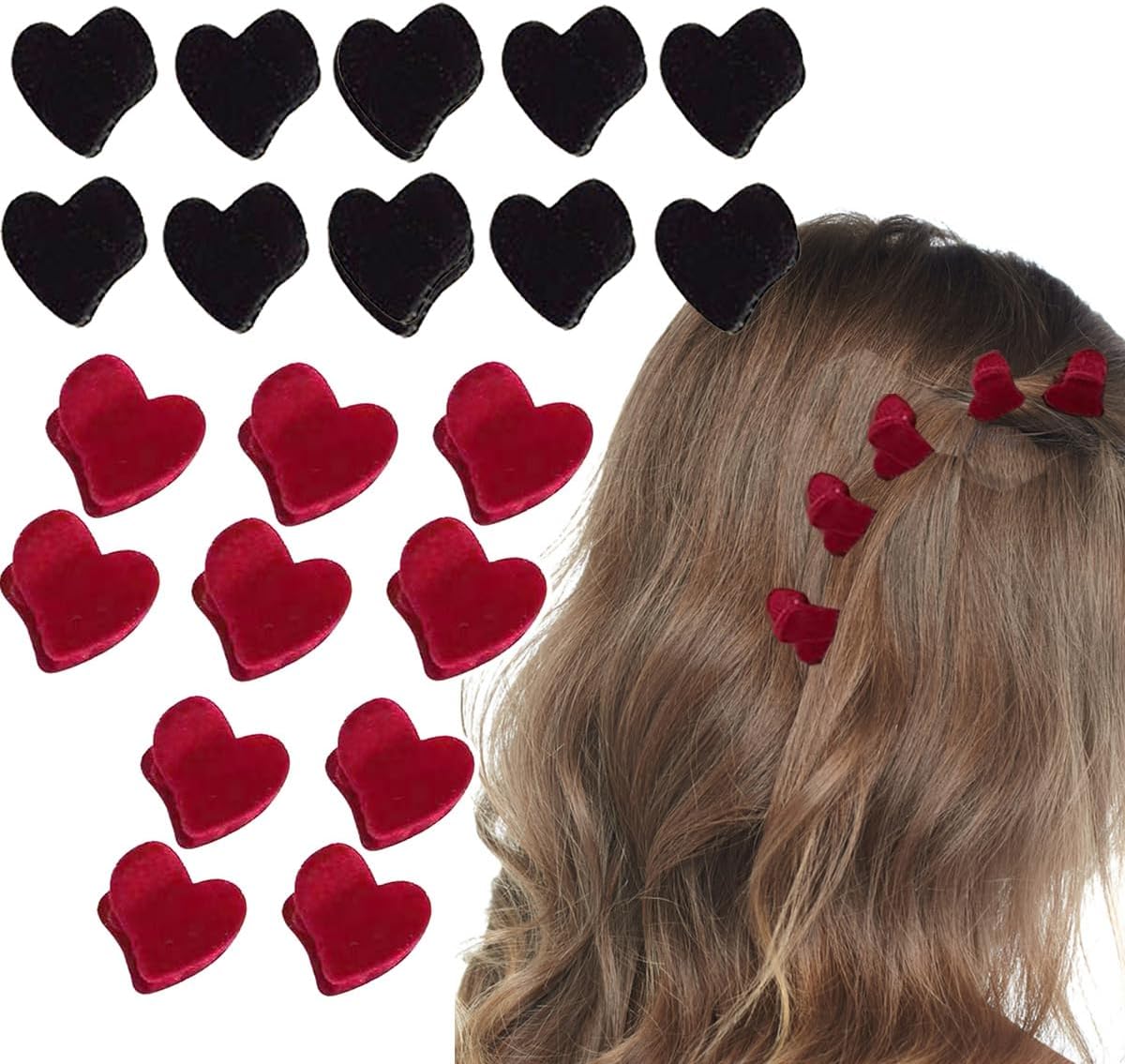 Amazon.com : BinaryABC Valentines Day Red Heart Hair Clips Hairpins ...