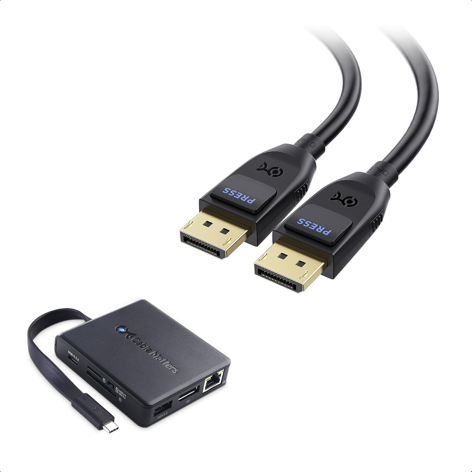 Amazon.com: Cable Matters 8-in-1 USB C Hub DisplayPort 1.4, 4K@240Hz ...