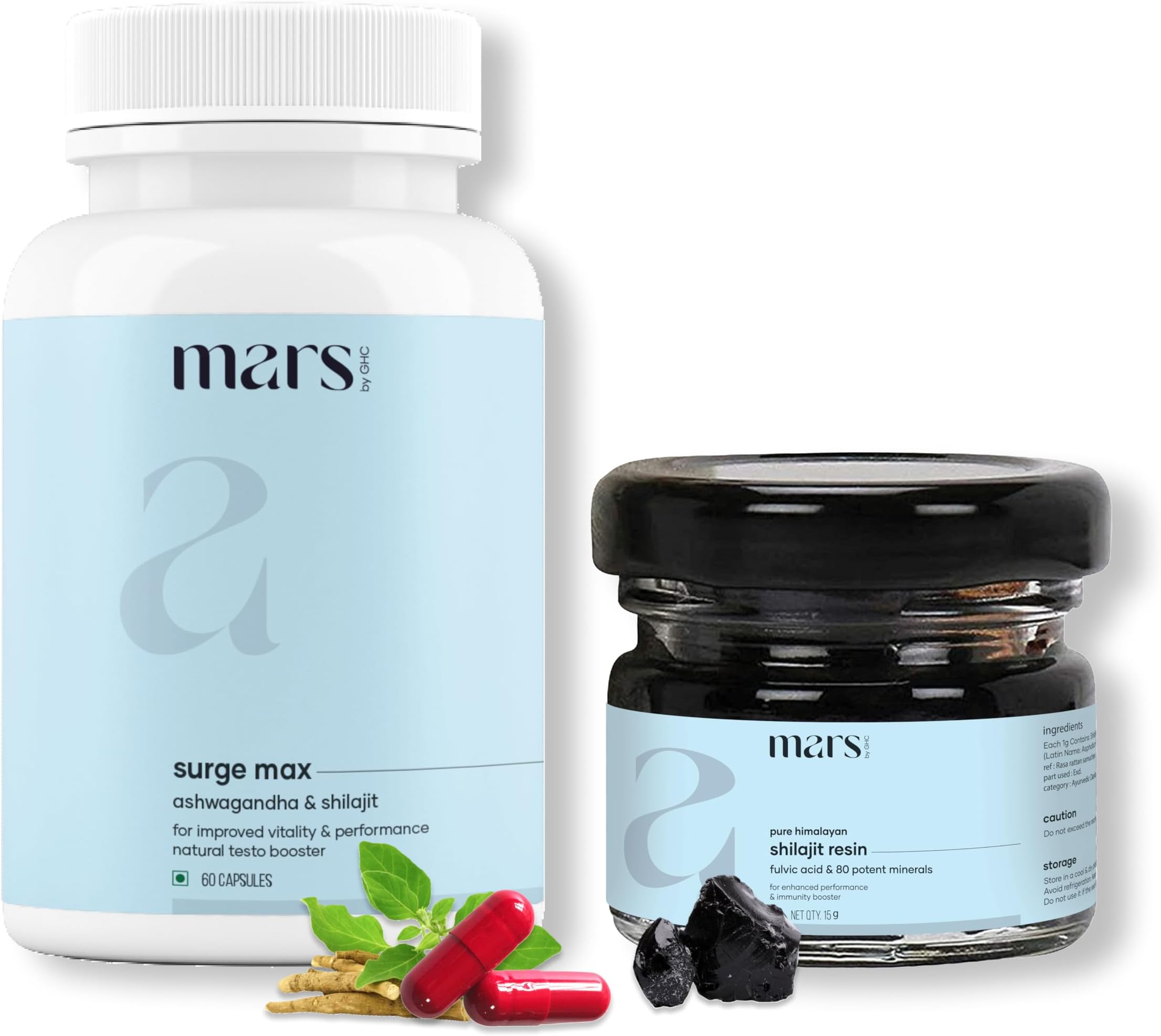 Amazon.com: mars by GHC Shilajit Resin & Surge Max Capsules (60N ...