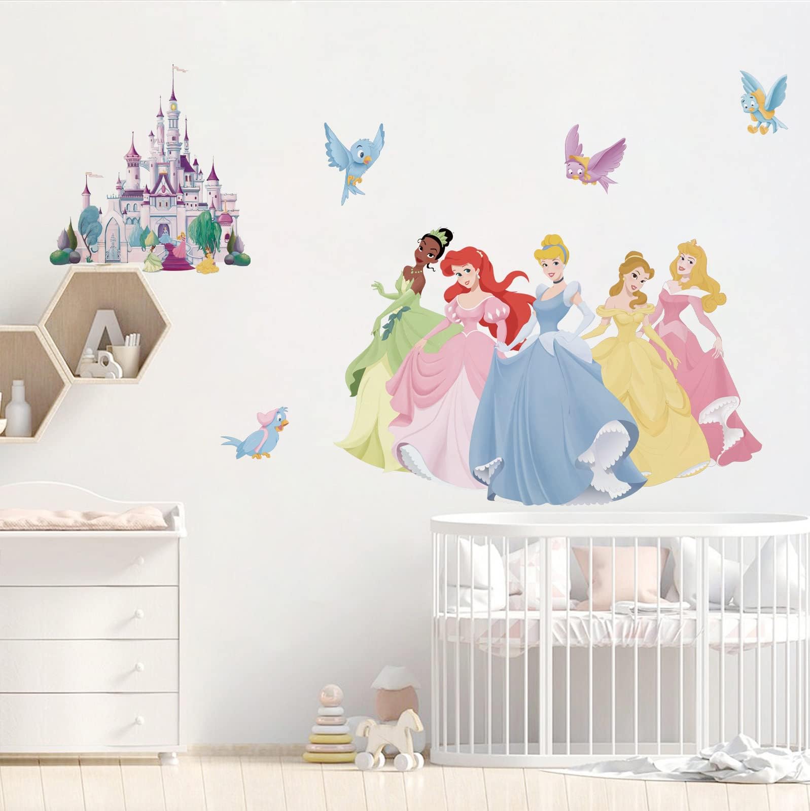 decalmile Princess Unicorn Wall Stickers Fairy Castle Wall Decals Baby ...