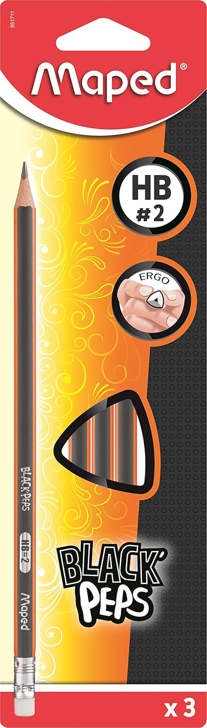 Amazon.com : Maped Helix USA Black'Peps Triangular Graphite #2 Pencils ...