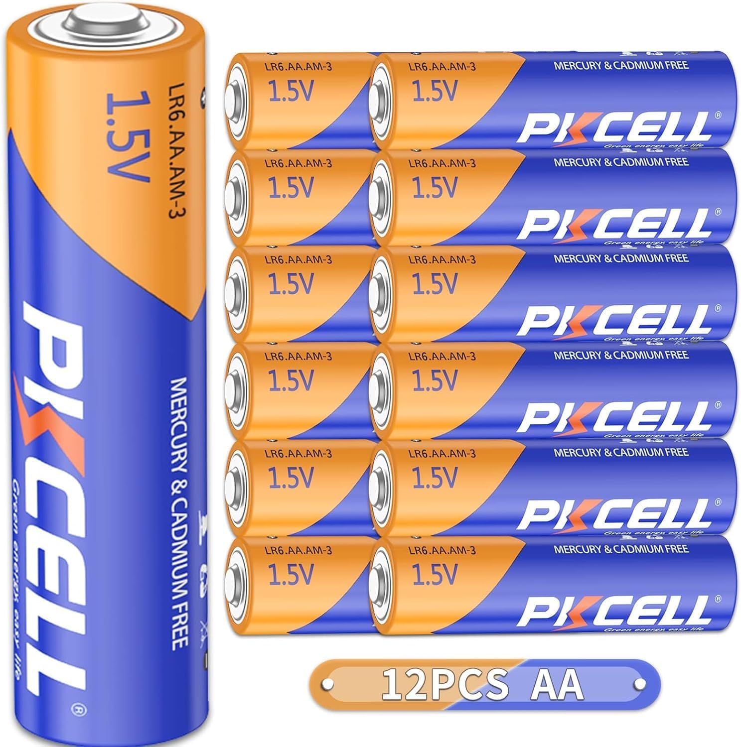 PKCELL AA LR6 Batteries, 1.5V Alkaline Battery AA Batteries for ...