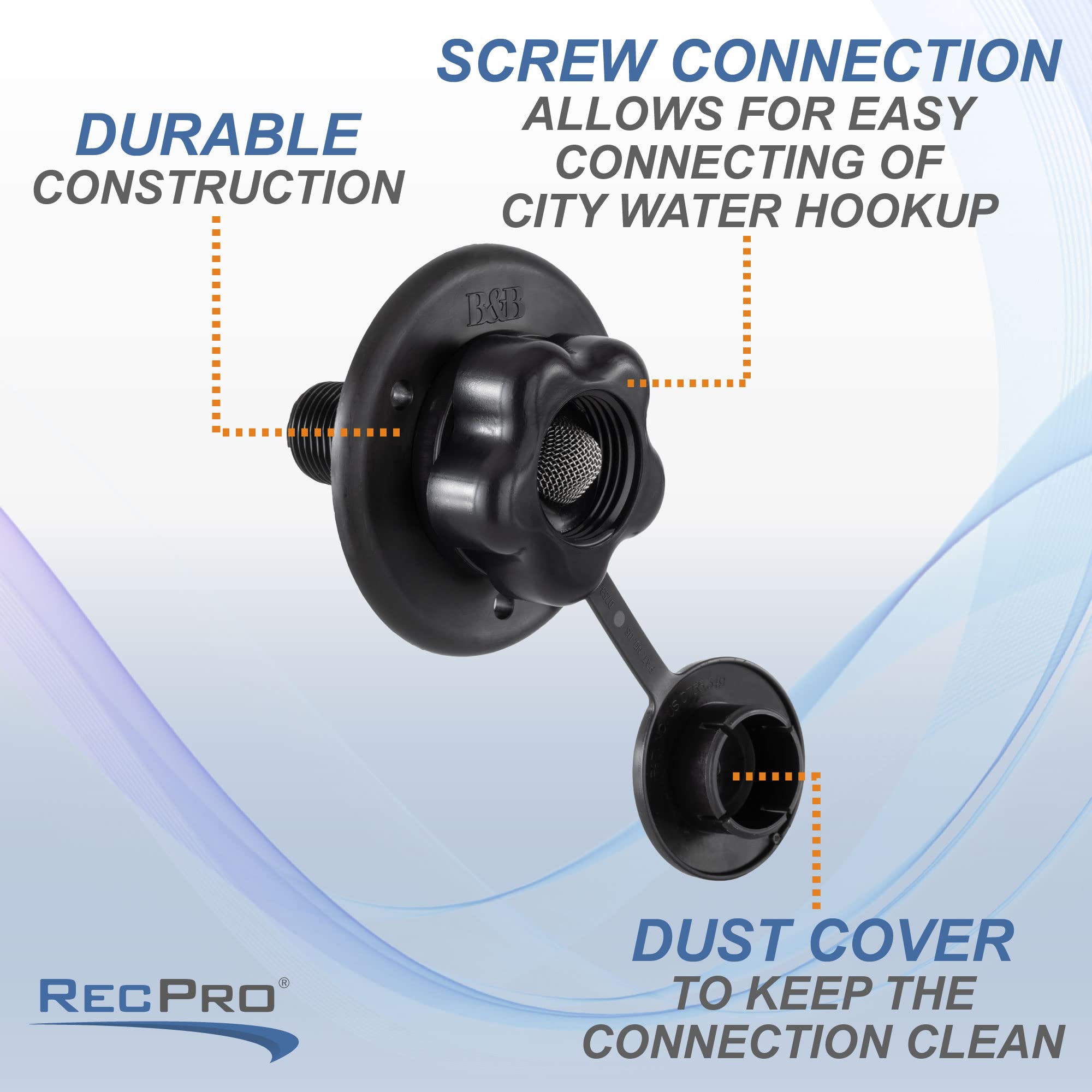 Snapklik.com : RecPro RV City Water Fill InletPlastic Flange