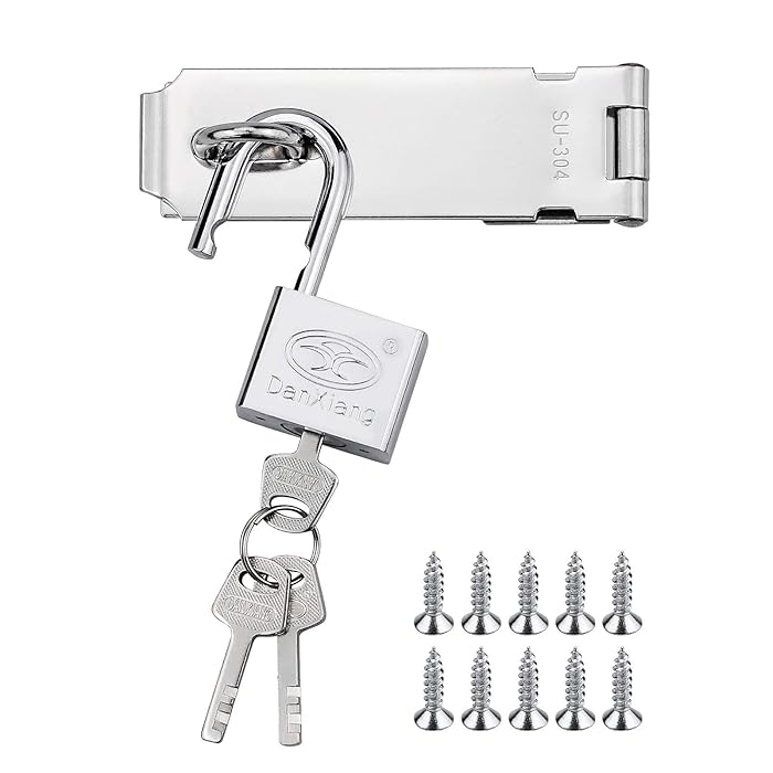 Buy 5 Inch Padlock Hasp Heavy Duty Hasp and Staple Shed Door Latch with ...