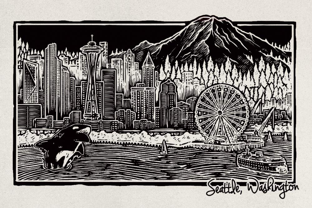 Seattle Black And White Art