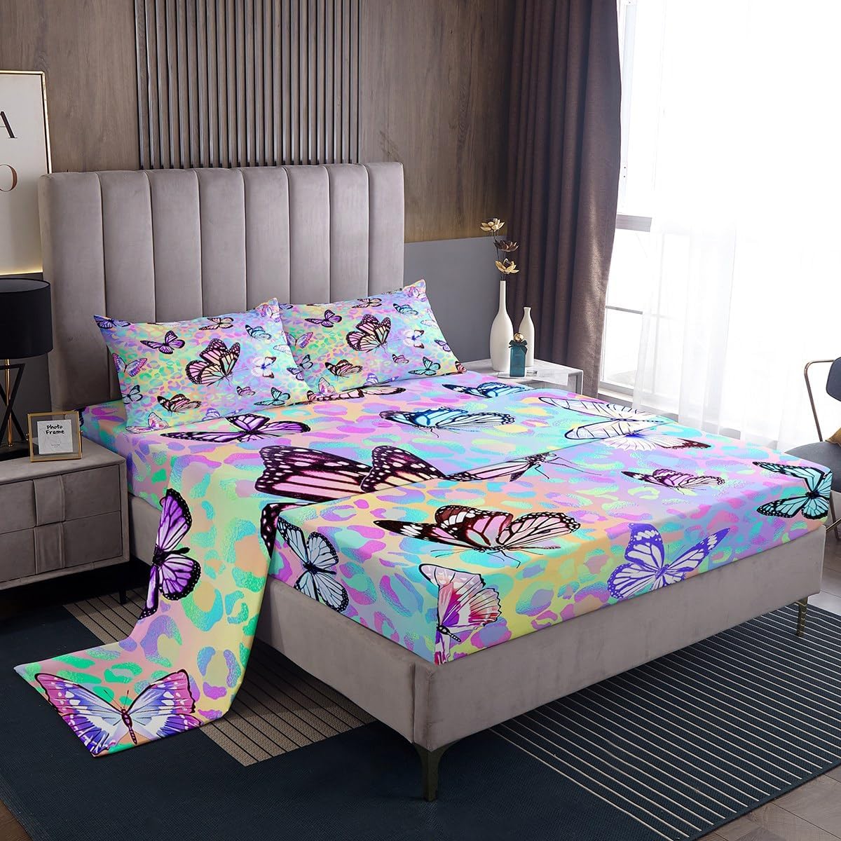 Feelyou Butterfly Bed Sheets Rainbow Butterflies Teens Adult Sheet Set ...