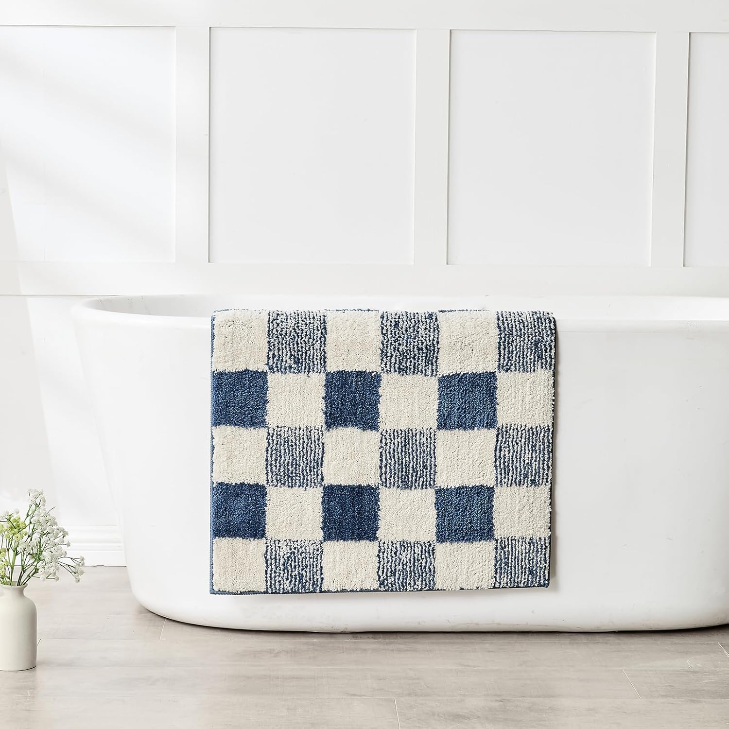 Amazon.com: CozeCube Blue Checkered Bath mats for Bathroom Non Slip ...