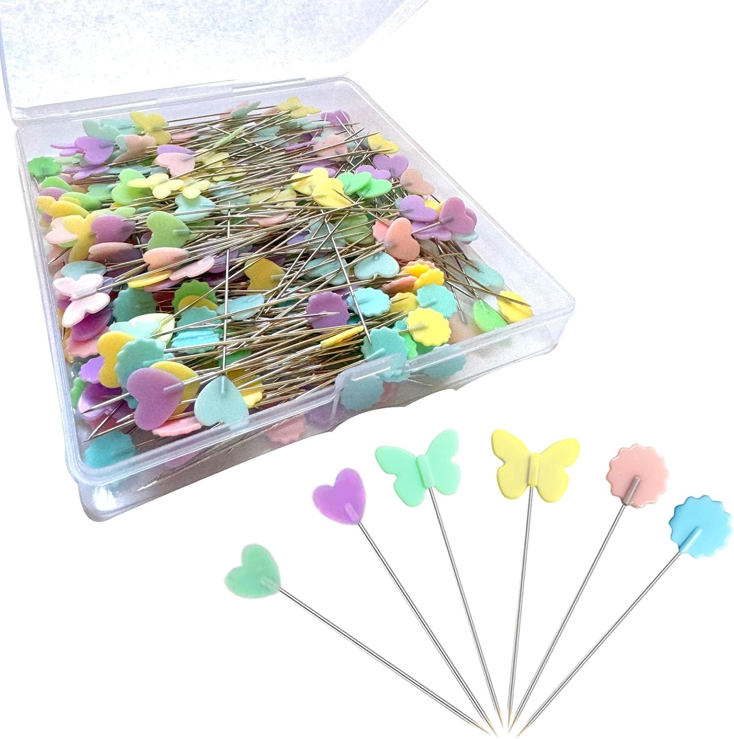 Amazon.com: 300pcs Sewing Pins Flat Head Straight Pins with Butterfly ...