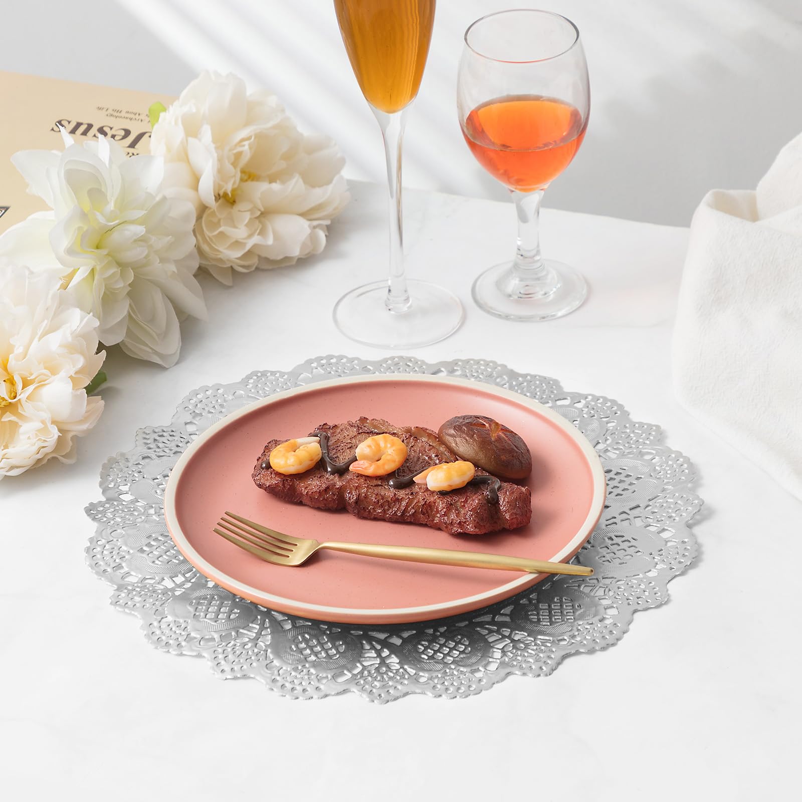 Gueevin 400 Pcs Silver Paper Doilies Round Lace Paper Placemats ...