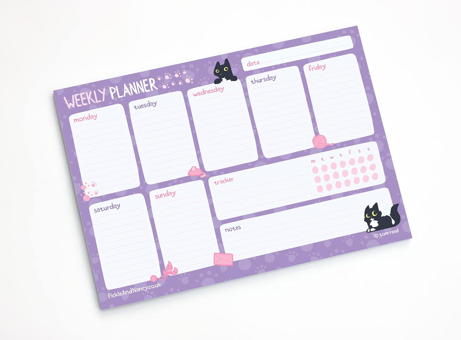 Cat themed weekly planner, Weekly planner pad with cat designs, A4 tear ...