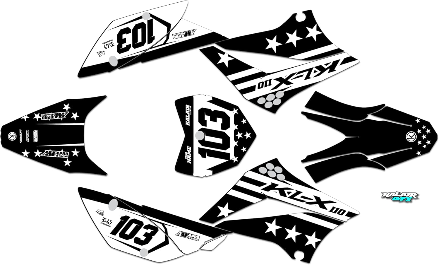 Amazon.com: Kalair GFX Graphics Kit for Kawasaki KLX110, KLX110R/RL ...
