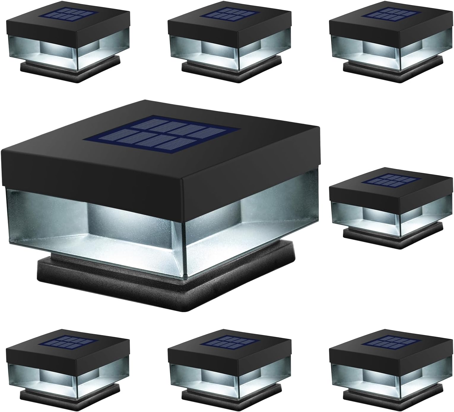 Solar Post Cap Lights,15 Lumem Brightness,2 Modes Warm White/Bright ...