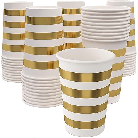 Amazon.com: Geeklife Gold Stars Paper Cups ,Sparkly Gold Foil ...