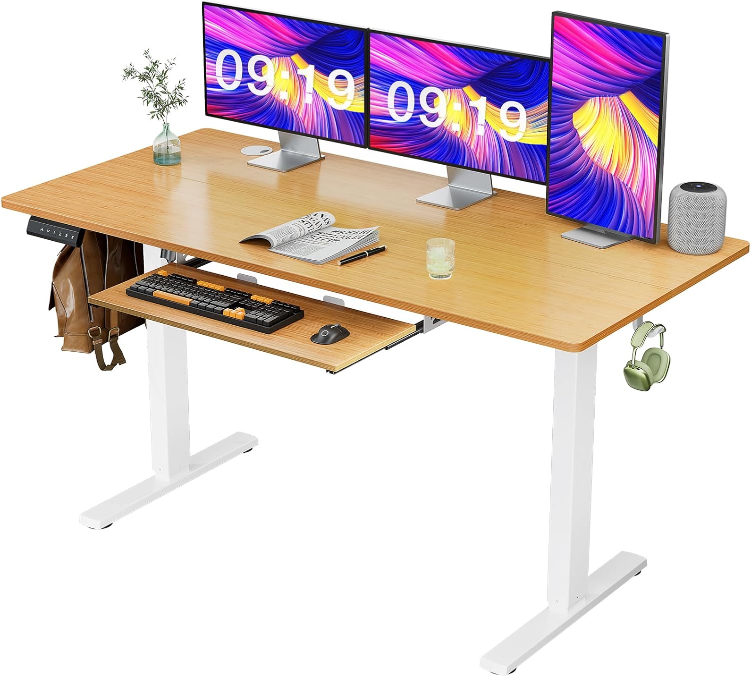 Amazon.com: Standing Desk with Keyboard Tray, 55x24in Electric Height ...