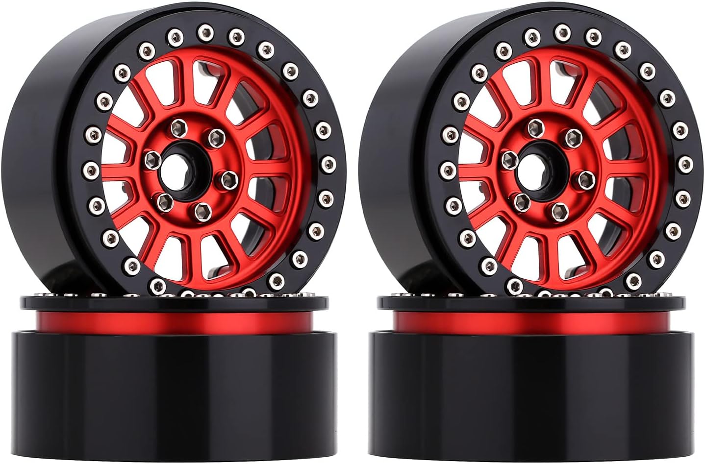 INJORA 2.2 Beadlock Wheel Rim 12-Spokes Metal Wheel Hub for RC Crawler ...