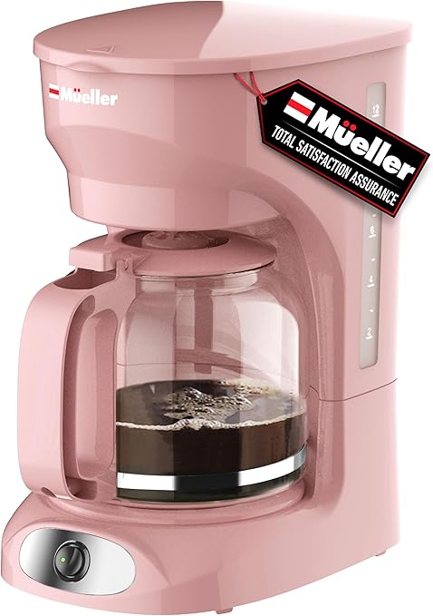 Amazon.com: MÜELLERHOME 12-Cup Pink Coffee Maker - Borosilicate Carafe ...