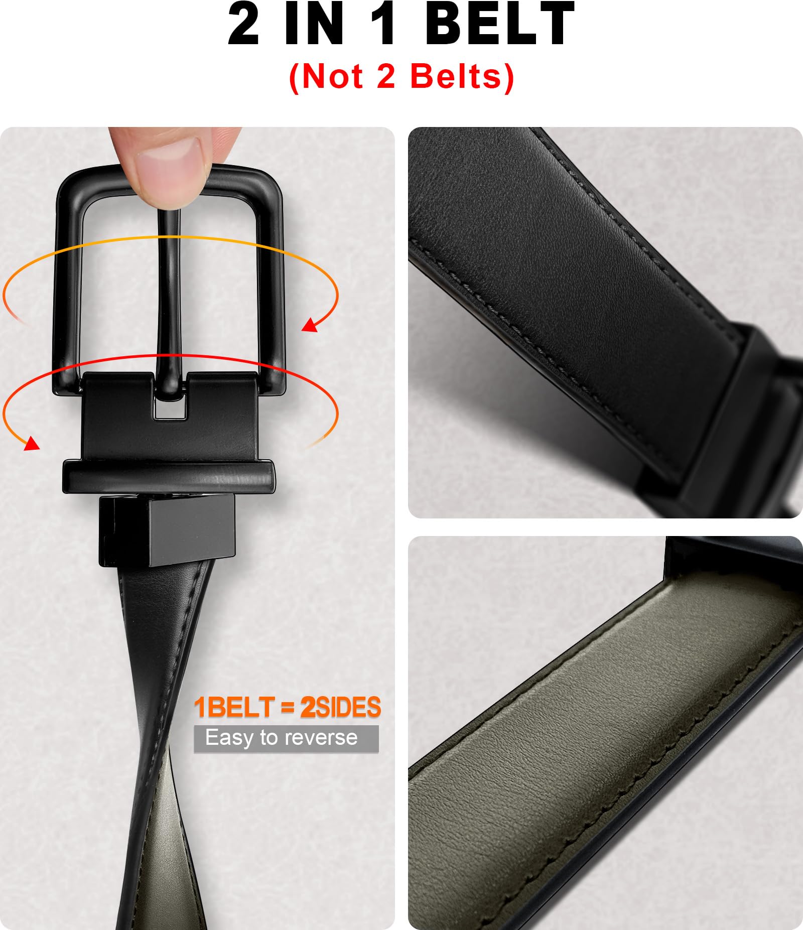 Snapklik.com : BULLIANT Mens Belt,Reversible Belt Adjustable For Gift ...