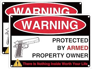 Amazon.com: 2 Pack 8 x 12 Inch Protected by Armed Property Owner ...