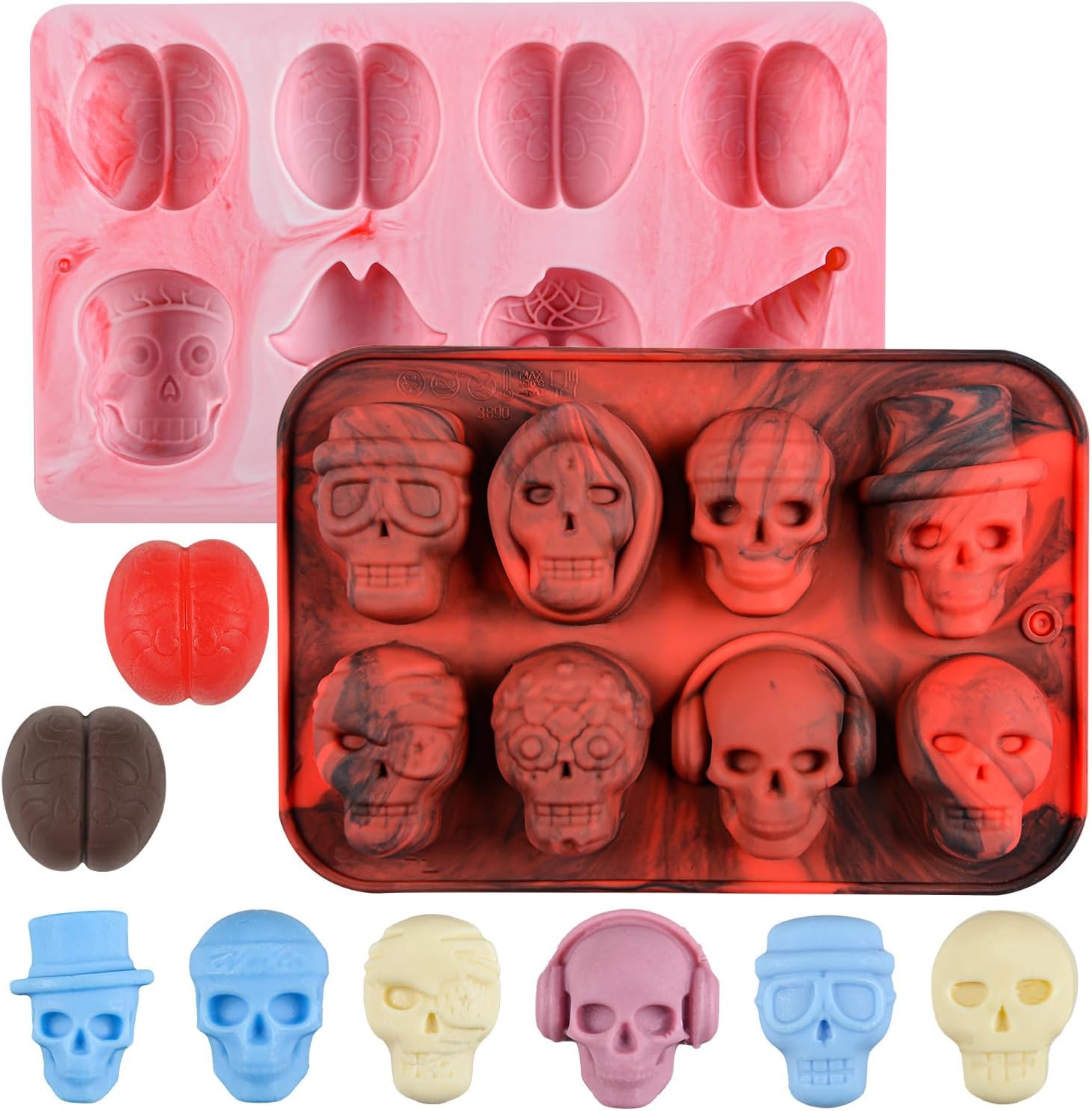 Amazon.com: POPYEAH Halloween Skull Molds Silicone, Pack of 2 Silicone ...