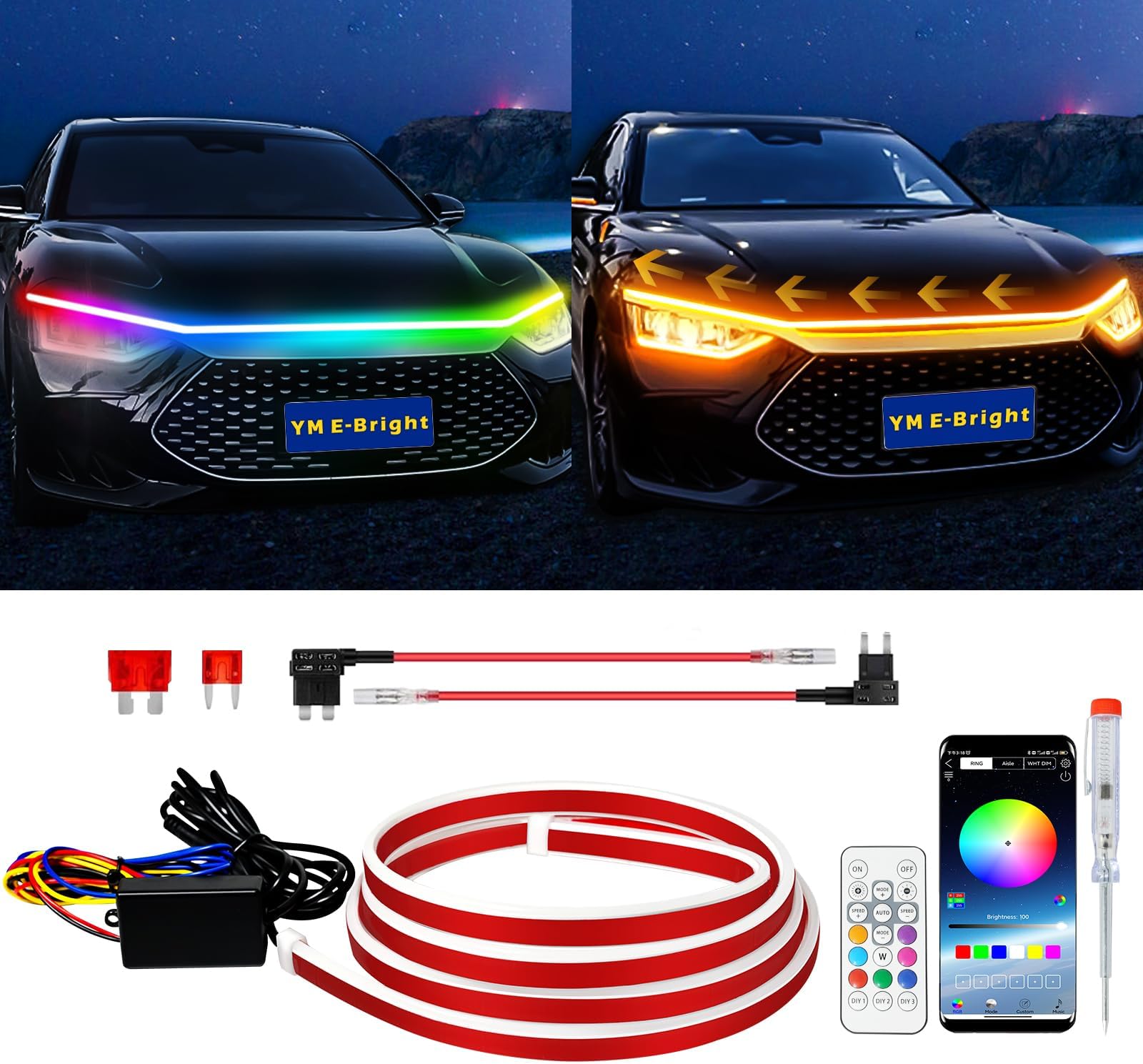 YM E-Bright Led Hood Light Strip Exterior Car Led Strip Light ...