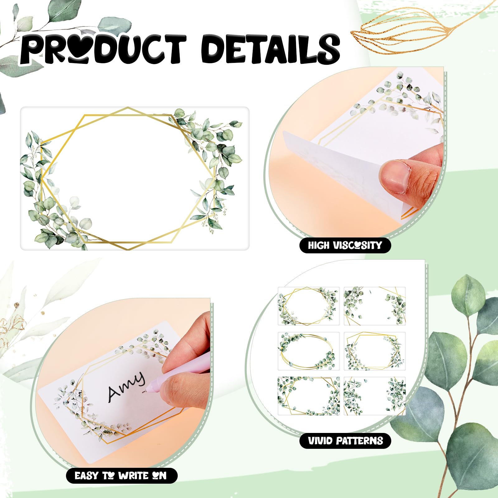 Snapklik.com : Henoyso 108 Pcs Eucalyptus Name Tags Sticker For ...