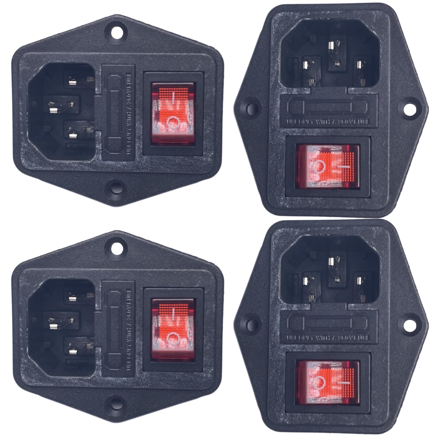 CESS AC Power Socket Inlet Module, 4 Pack, 10A 250V, Male Plug with ...