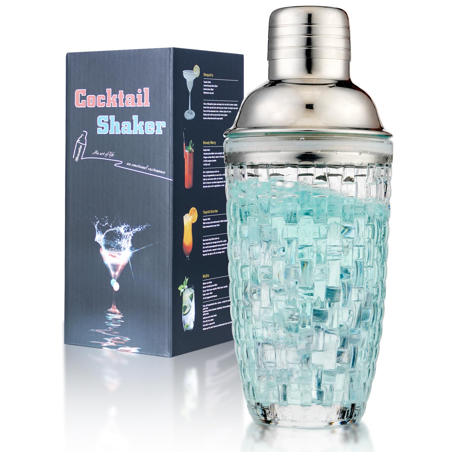 Amazon.com: Gbuxska Glass Cocktail Shaker Set - Glass Shaker for ...