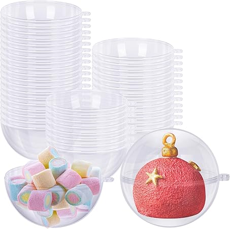 Amazon.com | Ashmacdo 30 Pcs 3.1inch Clear Candy Dome Plastic Half Ball ...