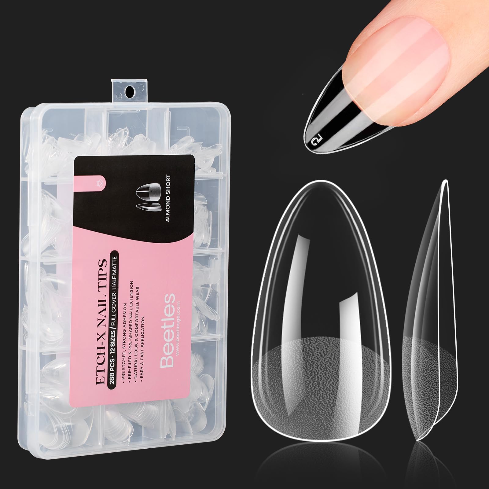 Amazon.com: Beetles Gel Nail Tips Almond Short Summer Nails 12 Sizes ...