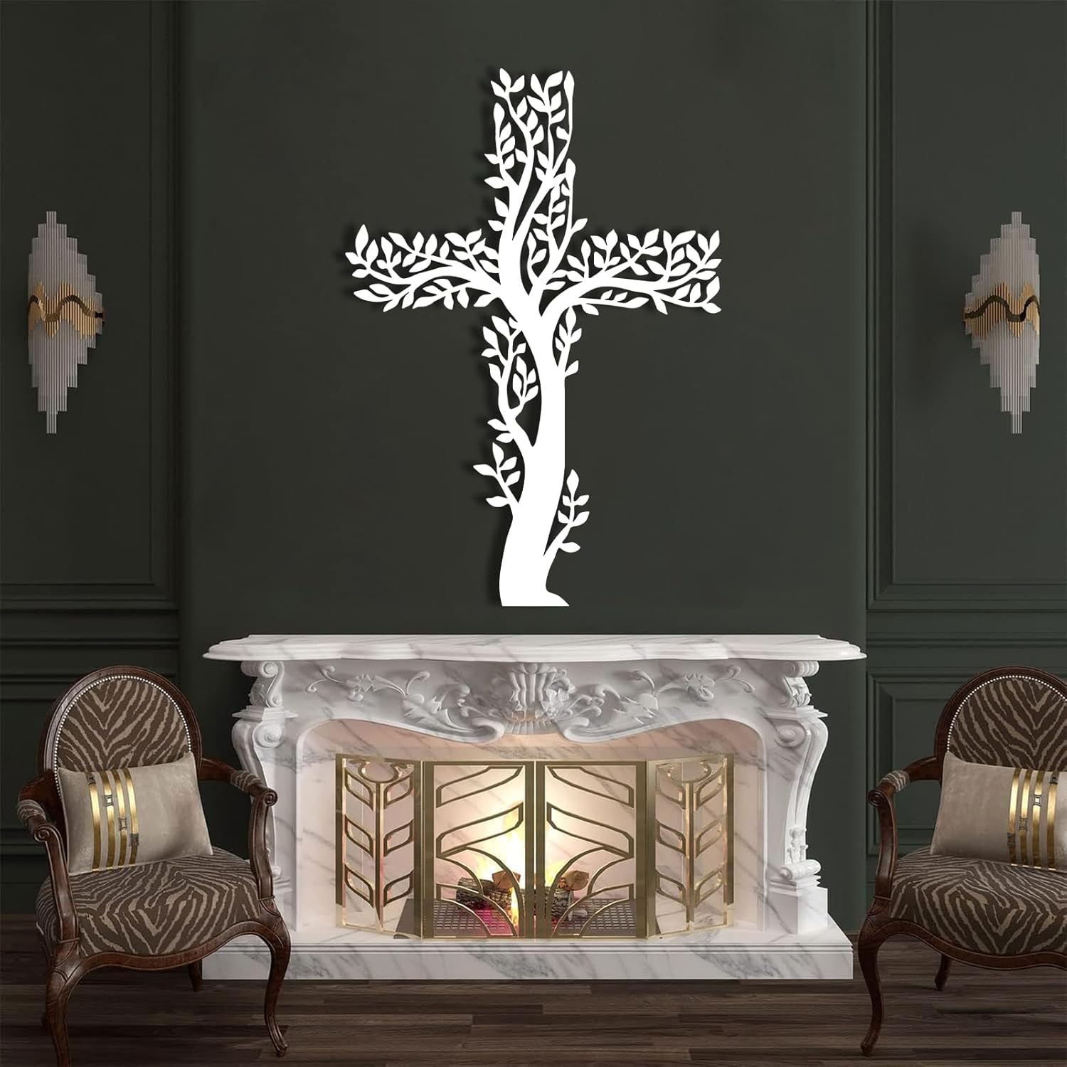 Amazon.com: Dogwood Cross Metal Wall Art, Metal Crosses Wall Decor, Living Cross Metal Wall ...