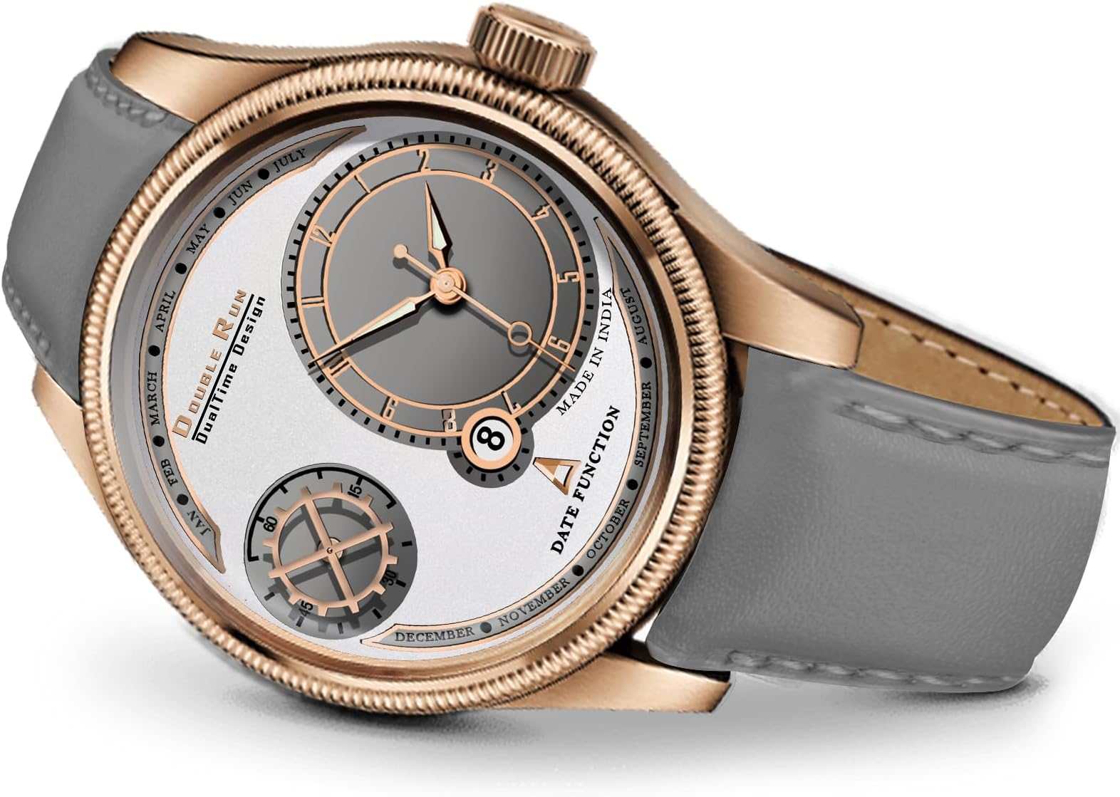 Buy DOUBLERUN Mens Chronograph And Date Display Gray Leather Strap ...