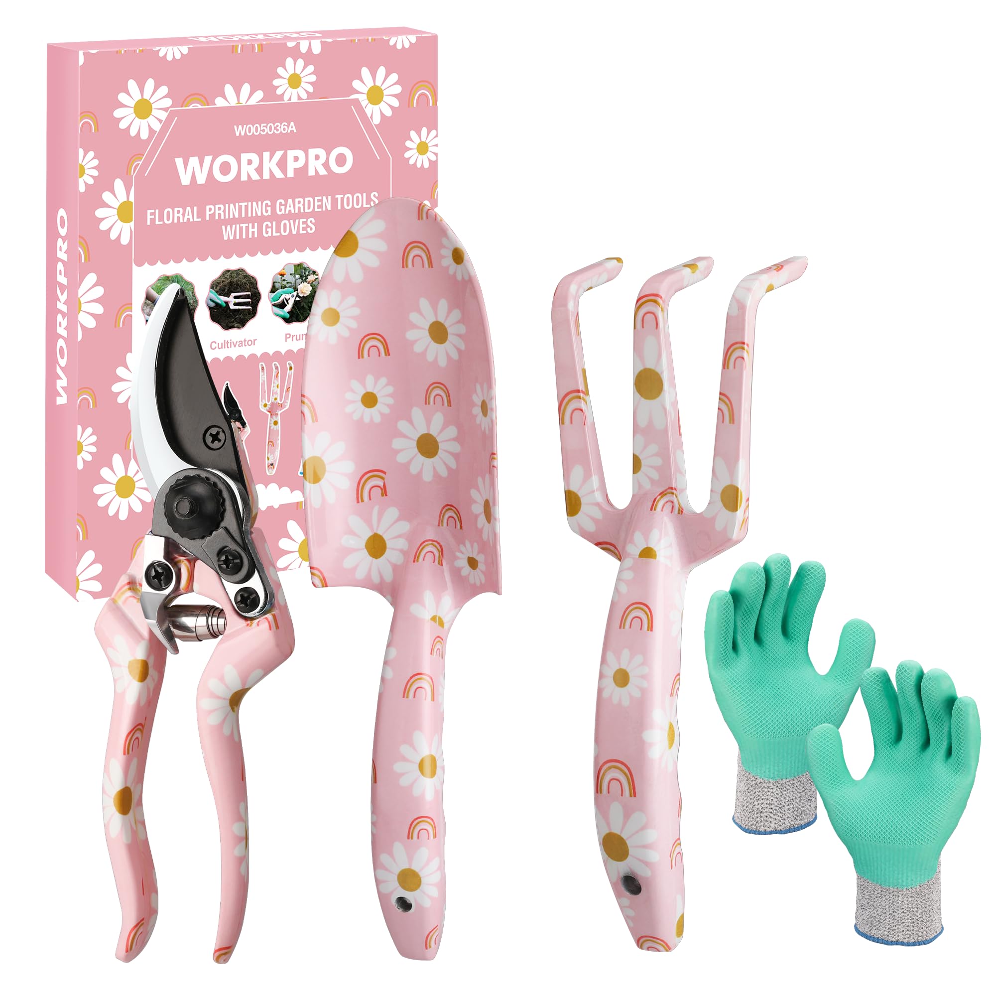 WORKPRO 4 Piece Garden Tools Set, Stainless Steel Hand Tools with ...