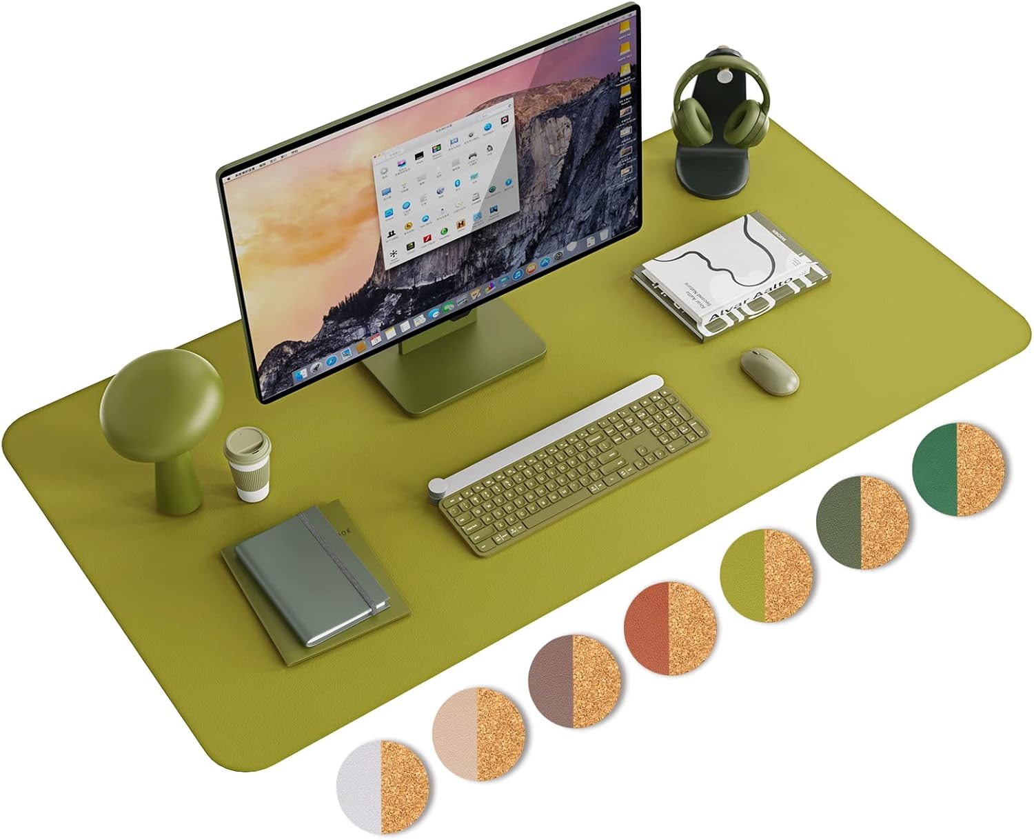 Amazon.com : YSAGi Double-Sided Desk Pad, Leather Desk Mat, Eco Cork ...