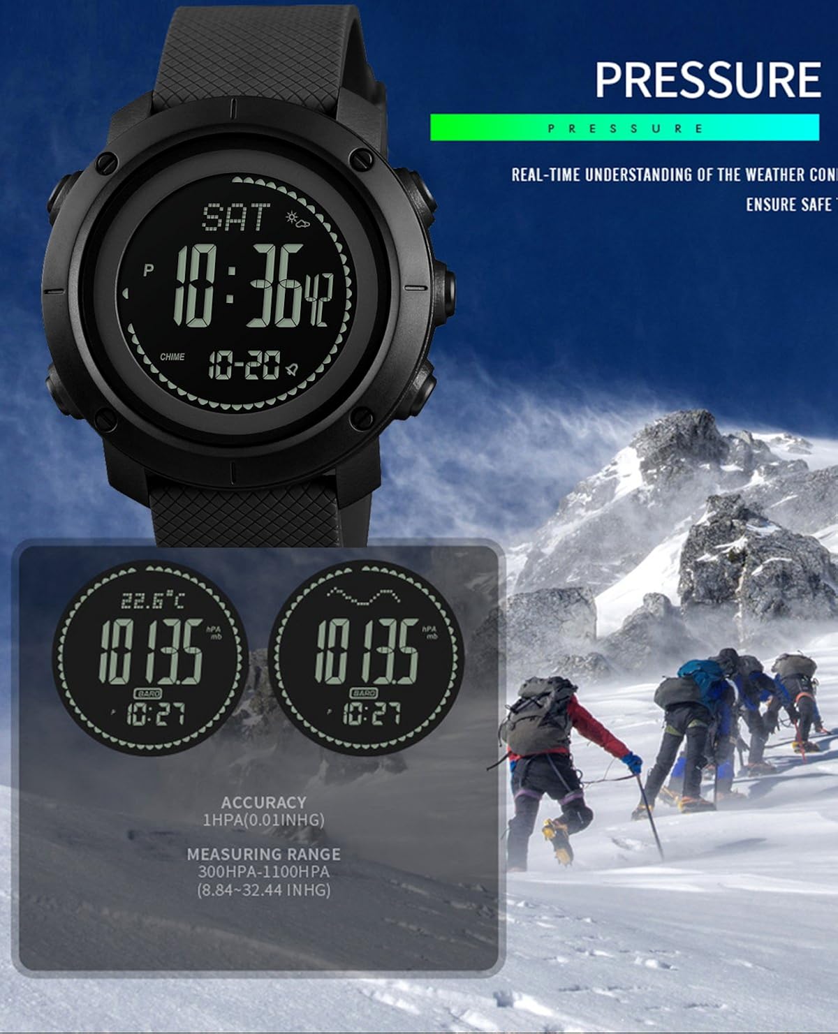 Mens Altimeter Barometer Compass Digital Sports Watch Pedometer ...
