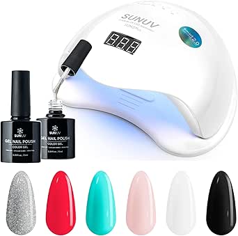 Amazon.com: SUNUV SUN5 Plus UV LED Nail Lamp, Hema-Free Gel Nail Polish Kit, 6 Colors Gel Polish ...