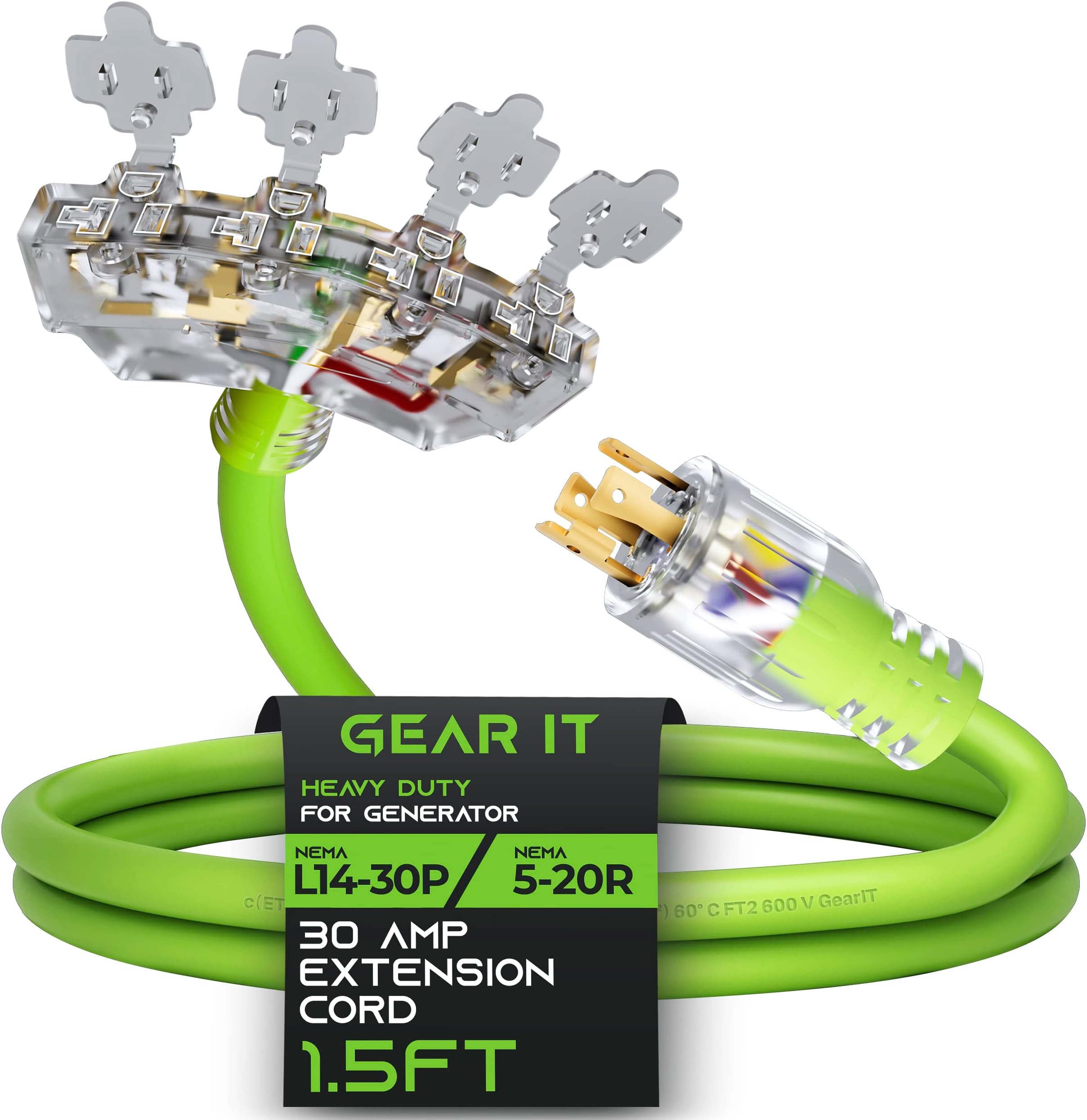 Amazon.com : Conntek YL1430520S 30 4 Prong to 15/20 Amp Generator Y ...