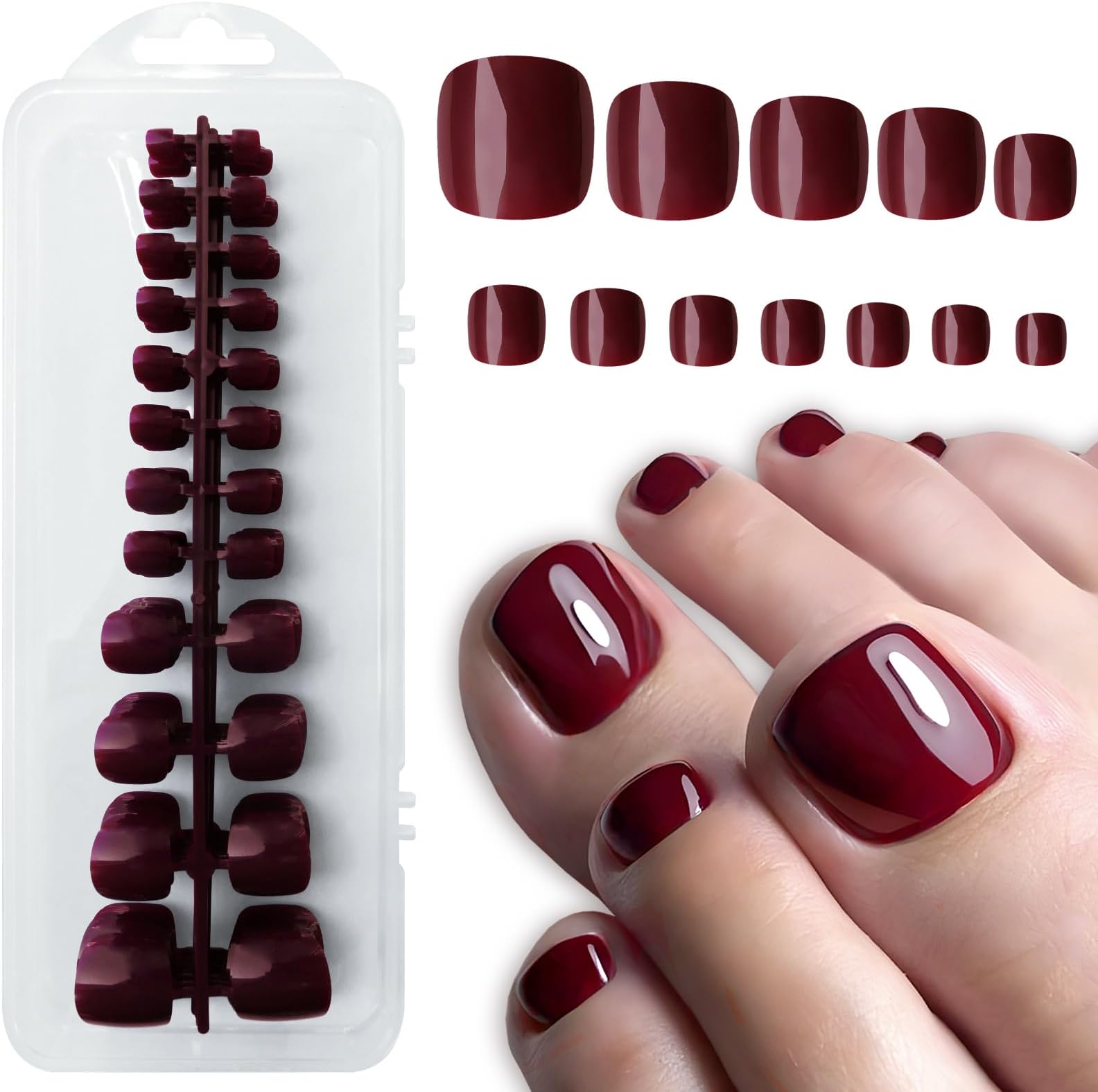 Amazon.com: AddFavor Press on Toenails White Fake Toe Nails Press on ...