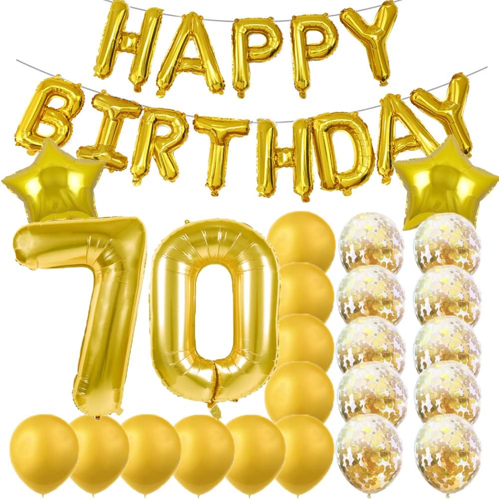 Amazon.com: ZSNWGZ Sweet 70th Birthday Decorations Party Supplies, Gold ...